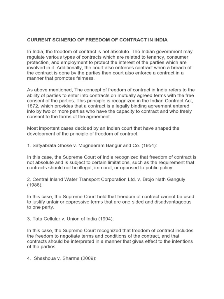 Freedom of Contract | Download Free PDF | Contractual Term | Legal Concepts