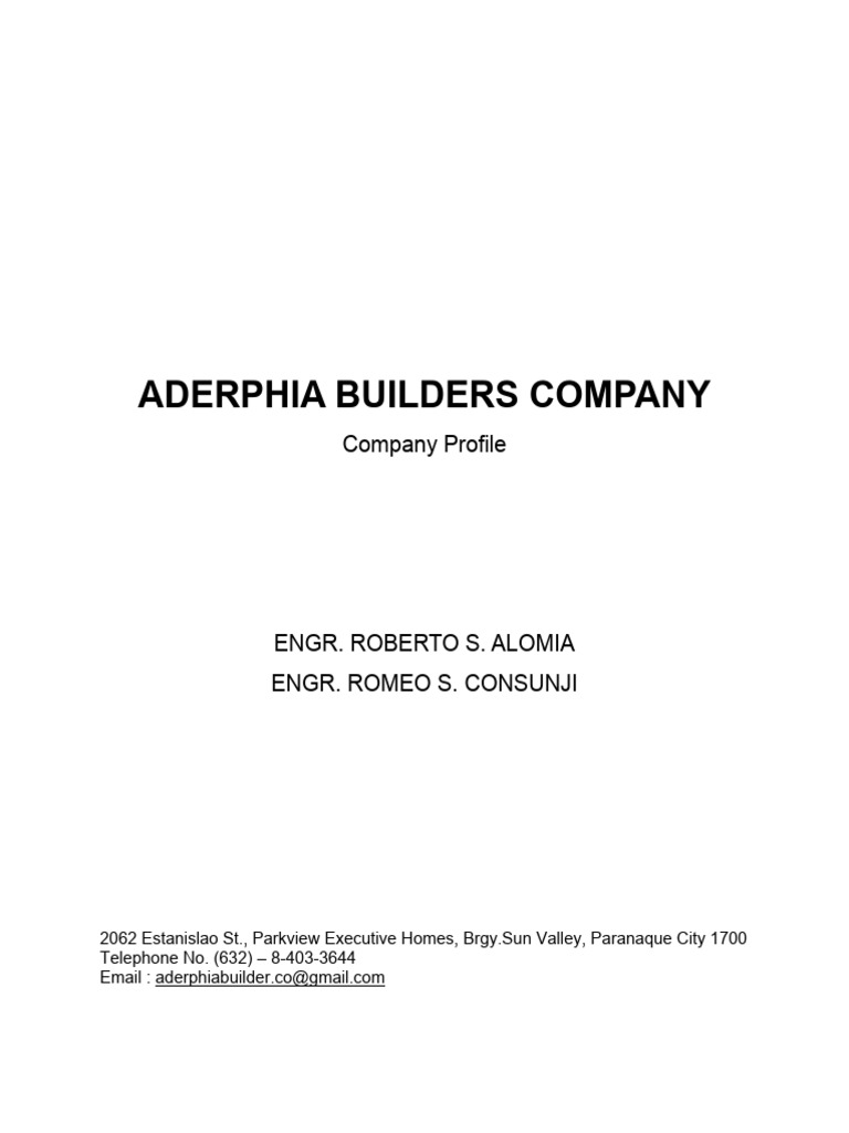 Aderphia Builders: Company Overview | PDF