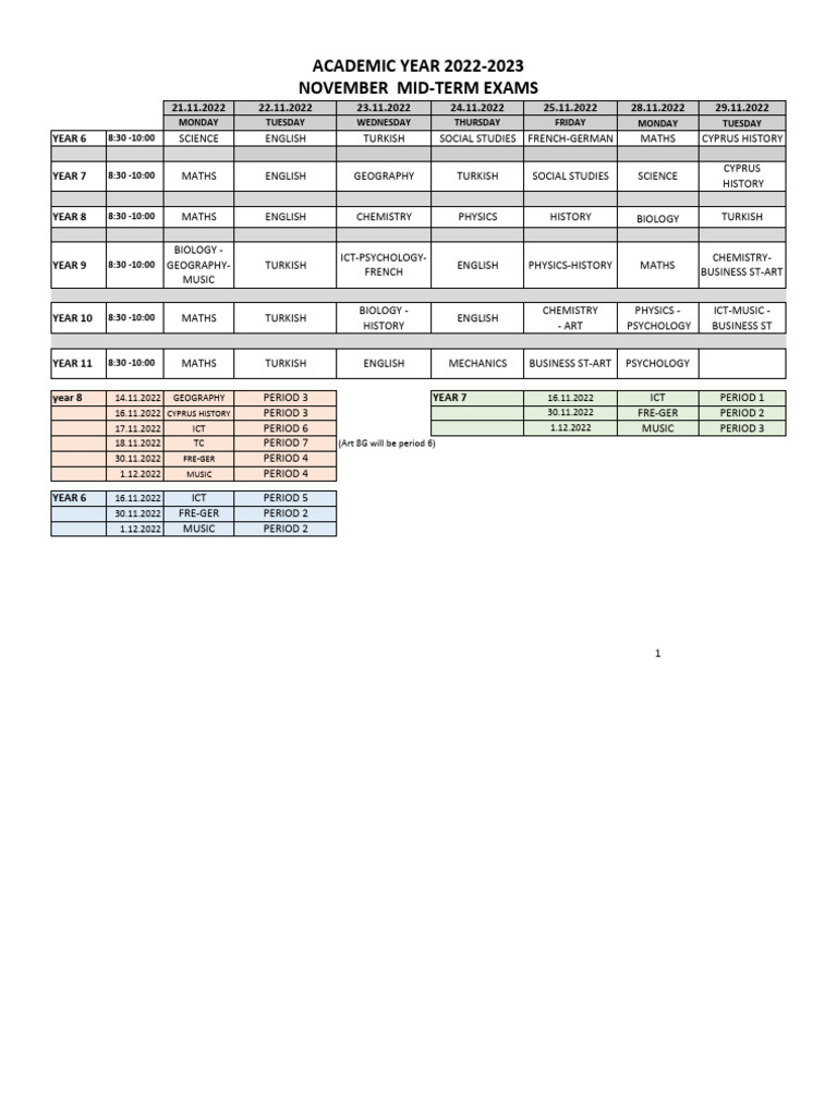 Exam Timetable November 2022 | PDF