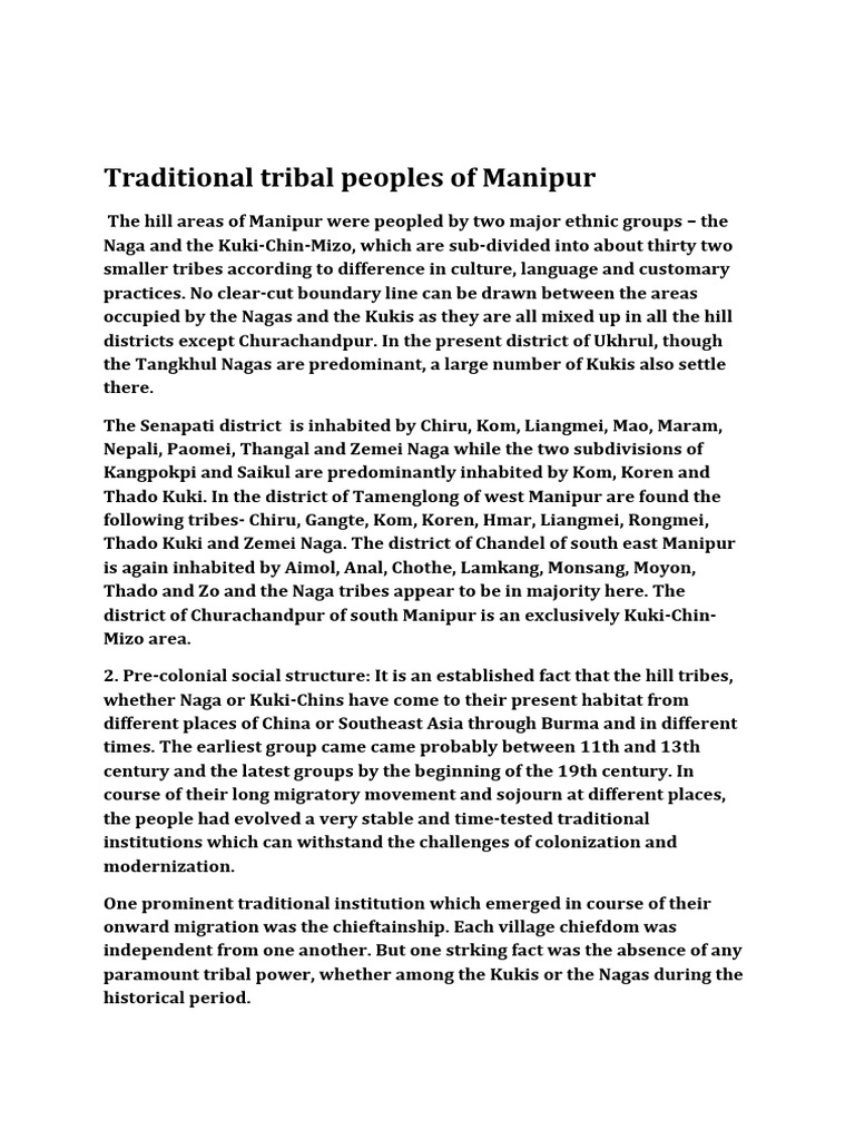 Traditional Tribes of Manipur Overview | PDF