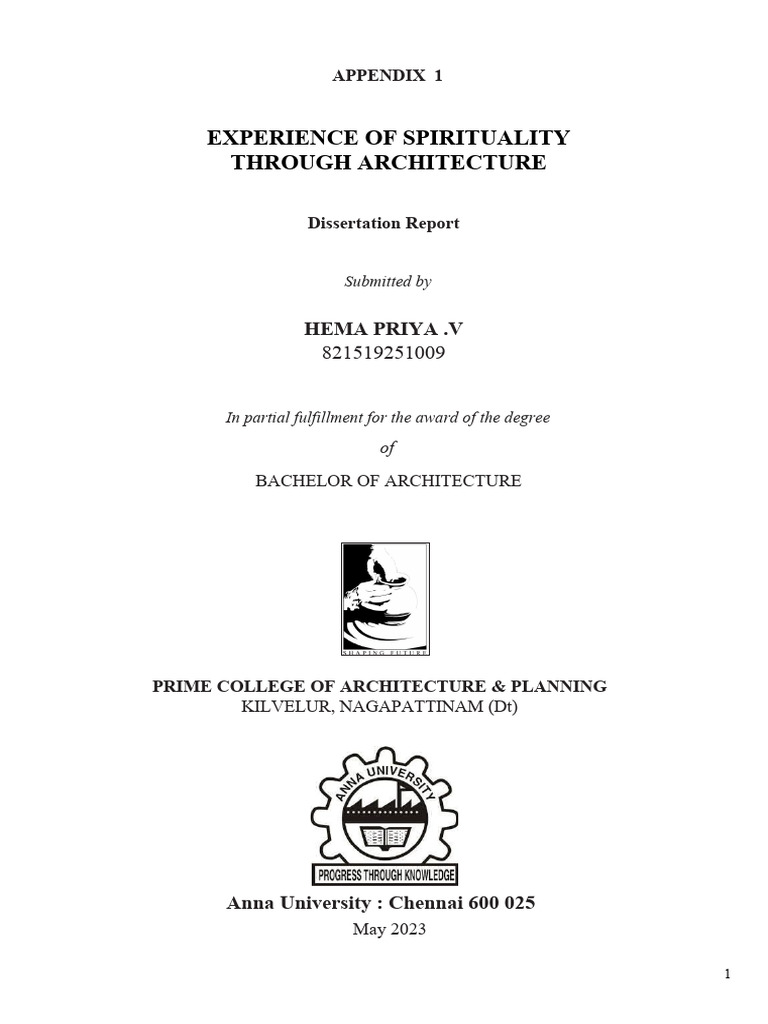 Dissertation Report - Experience of Spirituality Through Arvhitecture ...