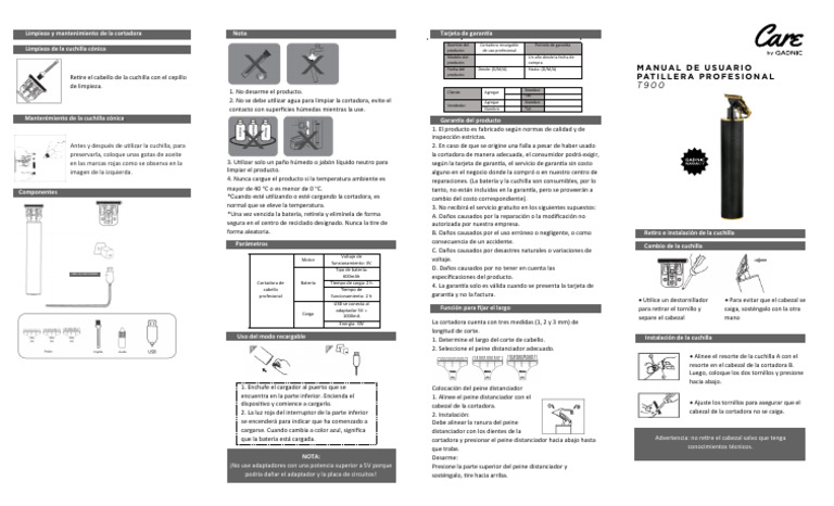 Care T900 Manual | PDF | Bienes manufacturados
