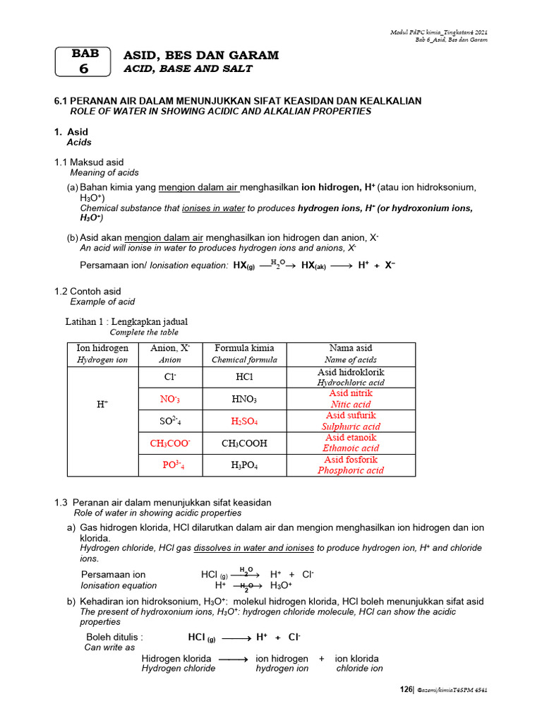 2021 - Skema Bab 6 - Asid, Bes Dan Garam | PDF