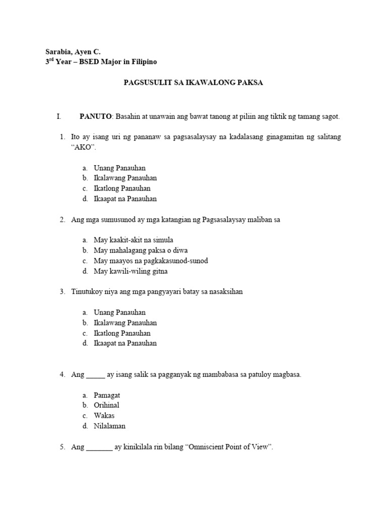 Ikawalong Pagsusulit | PDF