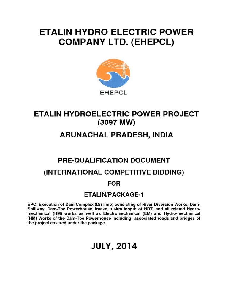 Etalin Dam Project Pre-Qualification Bid | PDF | Working Capital | Audit