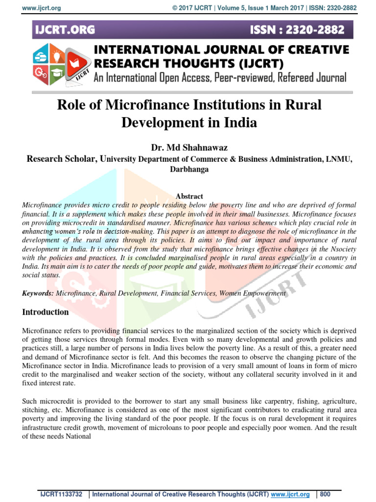 IJCRT11 | Download Free PDF | Microfinance | Microcredit