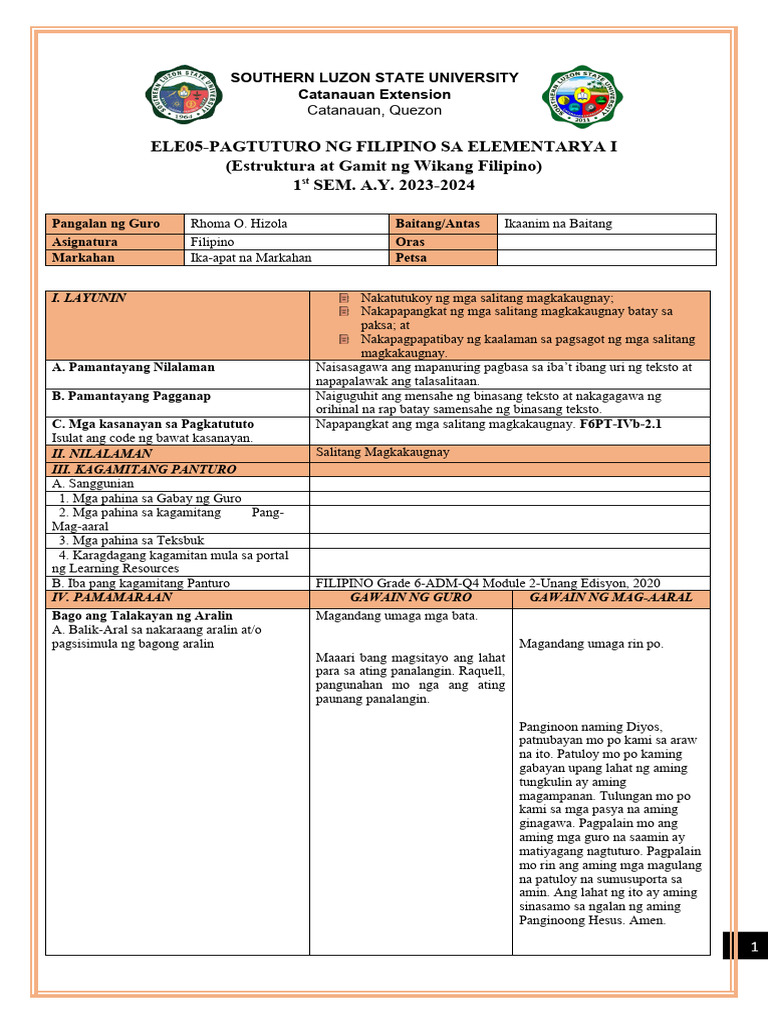 Gamit NG Mga Panghalip Banghay Aralin | PDF