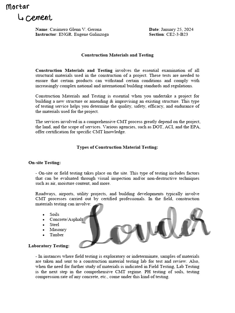Construction Materials Testing Overview | PDF | Concrete | Rock (Geology)