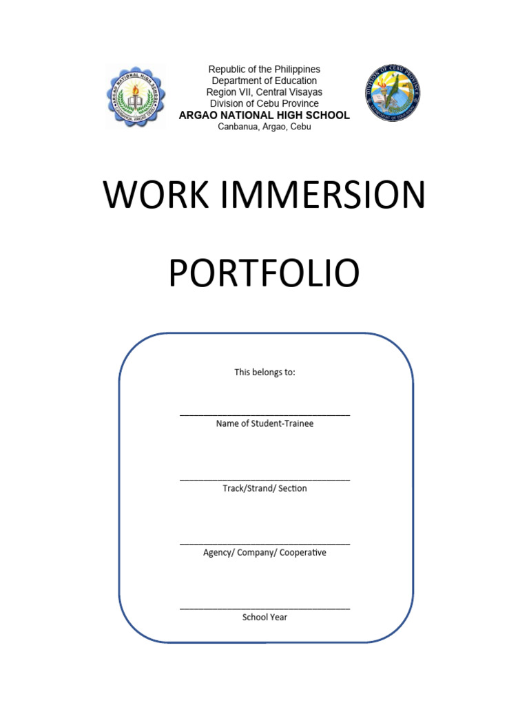 Student Work Immersion Portfolio | PDF | Learning | Mentorship