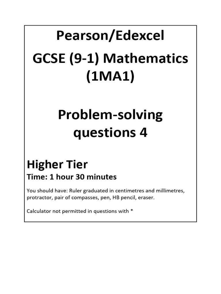 Higher Problem Solving Questions | PDF | Area | Elementary Mathematics
