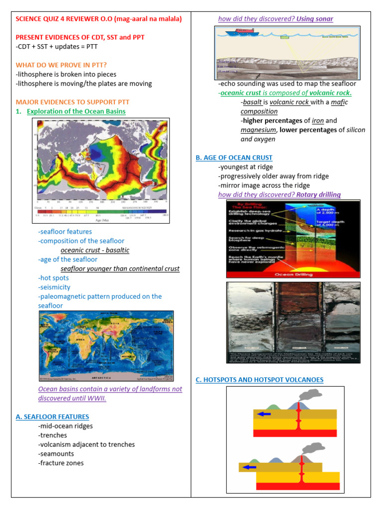Science Quiz 4 Reviewer | PDF | Plate Tectonics | Earth's Magnetic Field
