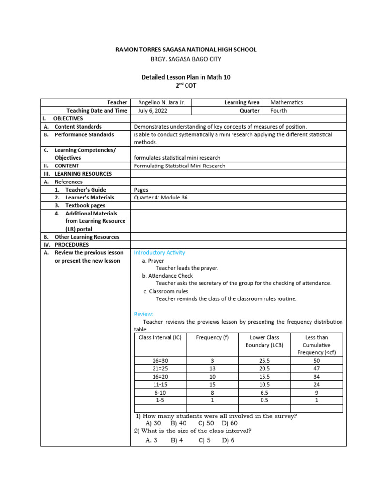 Cot 2023 | PDF | Teachers | Learning