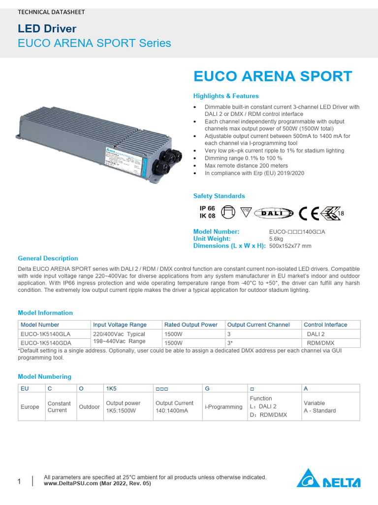 Datasheet EUCO-1K5140GLA | PDF | Alternating Current | Electrical Engineering