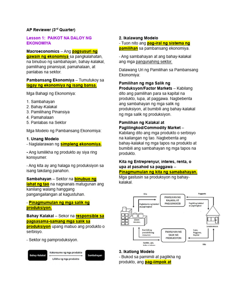 AP Reviewer 3rd Quarter | PDF