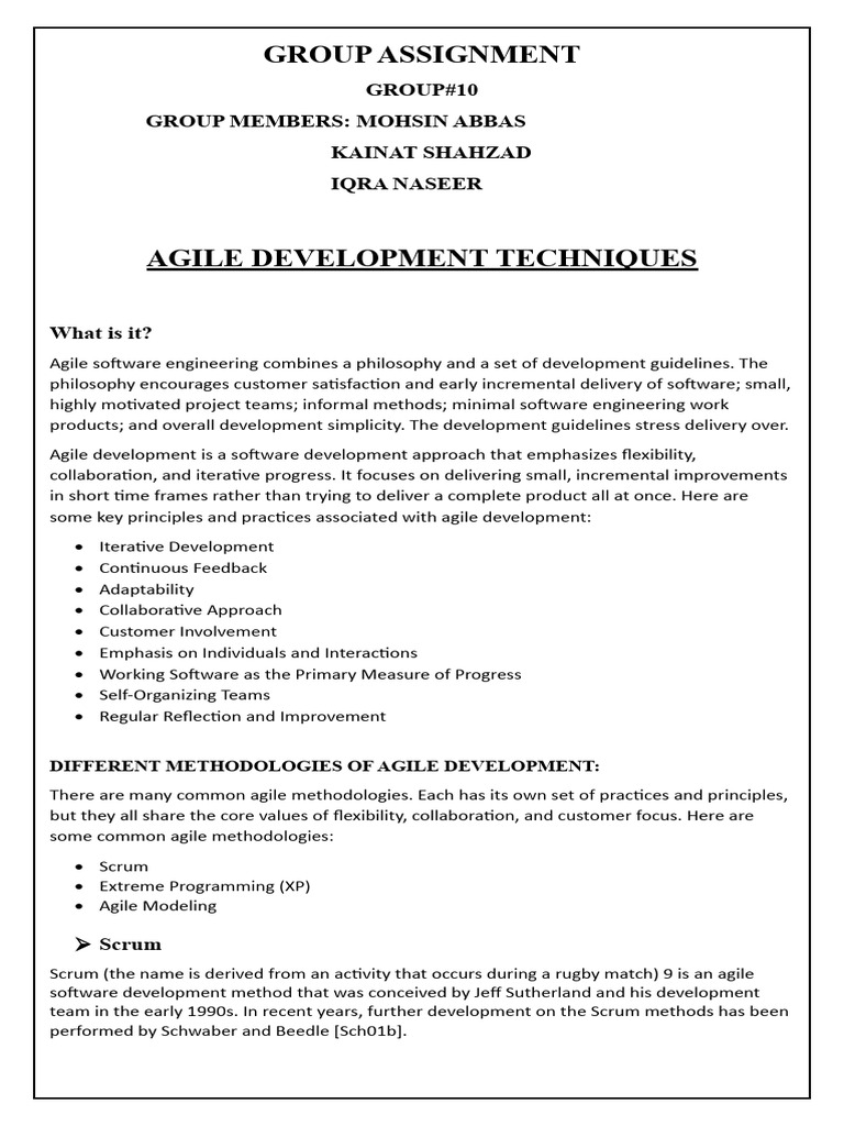 Agile Development Techniques Pdf Scrum Software Development Agile Software Development