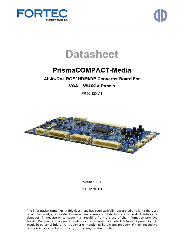 PrismaCOMPACT-Media Datasheet | PDF | Hdmi | Computing