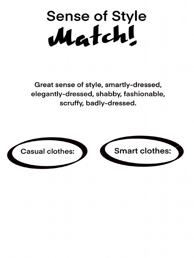 Sense of Style Matching Worksheet | PDF