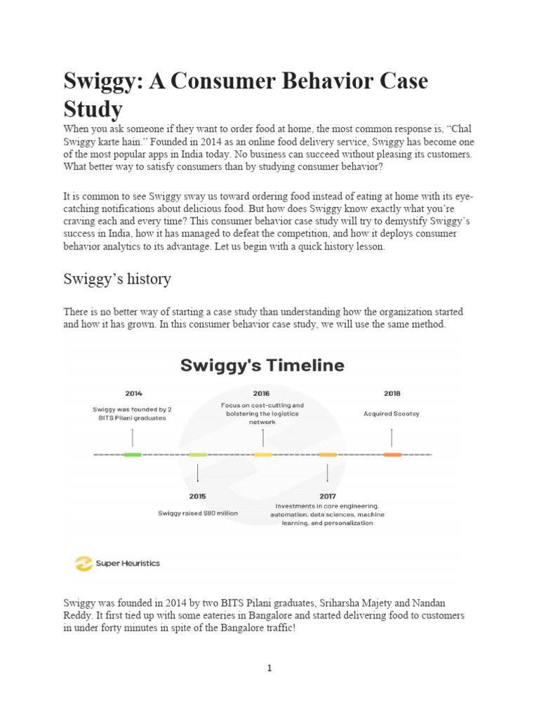 Swiggy: A Consumer Behavior Case Study | PDF | Consumer Behaviour ...