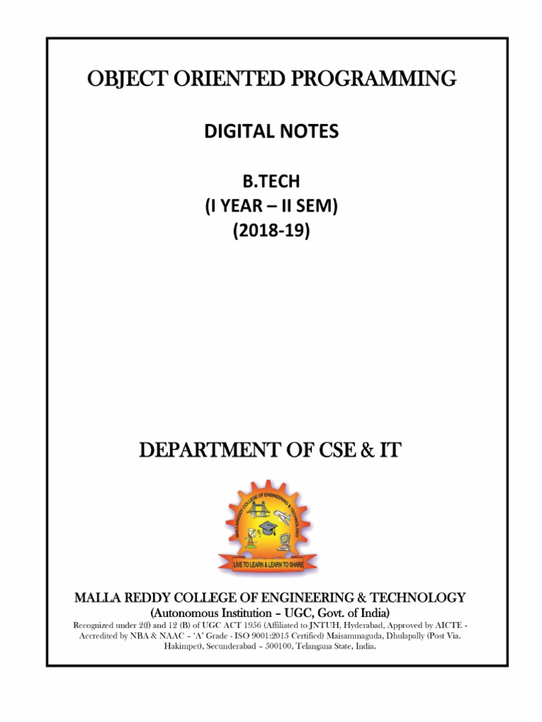 Object Oriented Programming Pdf Data Type Integer Computer Science