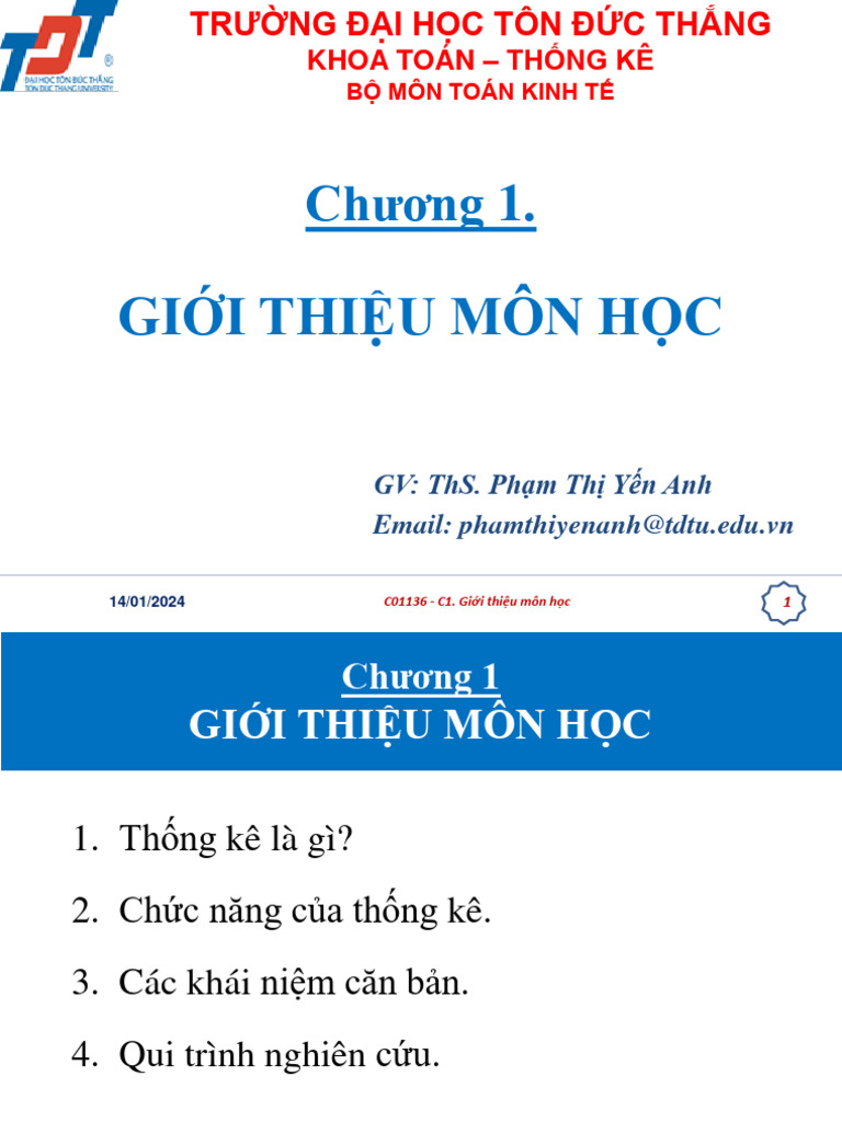 c1. Gioi Thieu Mon Hoc 1.2024 | PDF
