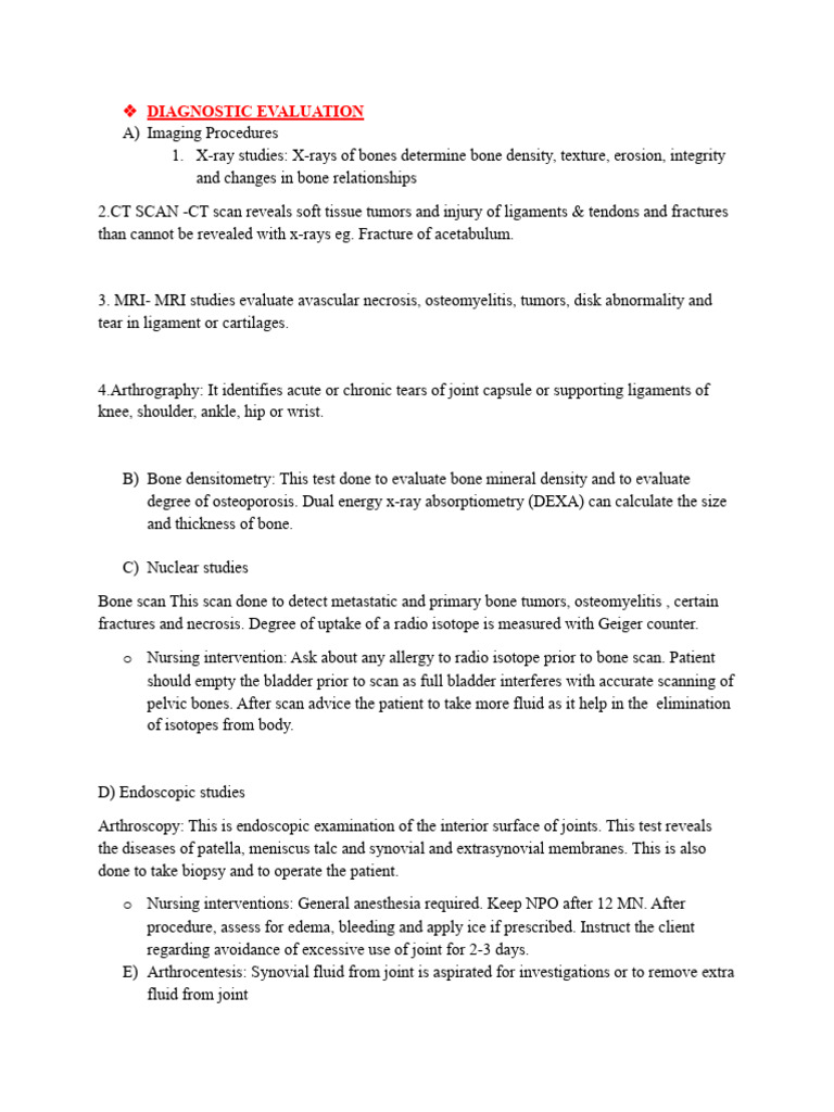 Musculoskeletal System Diagnostic Test | PDF