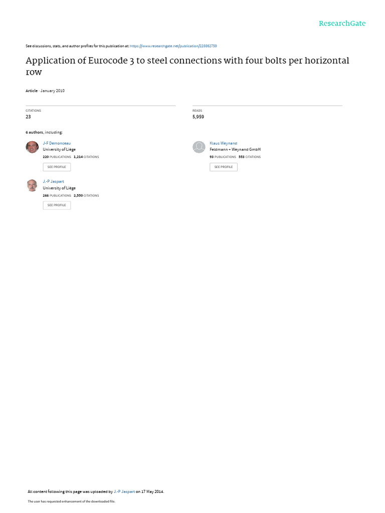 Application of Eurocode 3 To Steel Connections Wit | PDF | Strength Of ...