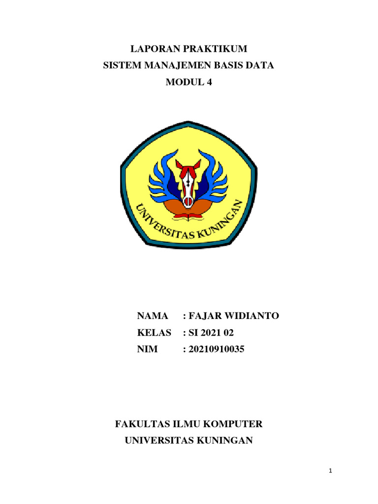 Laporan Praktikum SMBD Modul 4 Fajar Widianto | PDF