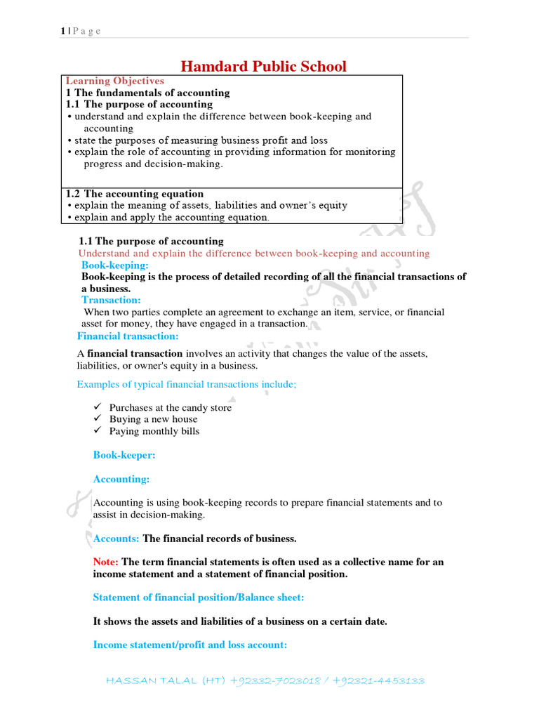 1 The Fundamentals of Accounting - Notes | PDF | Balance Sheet ...