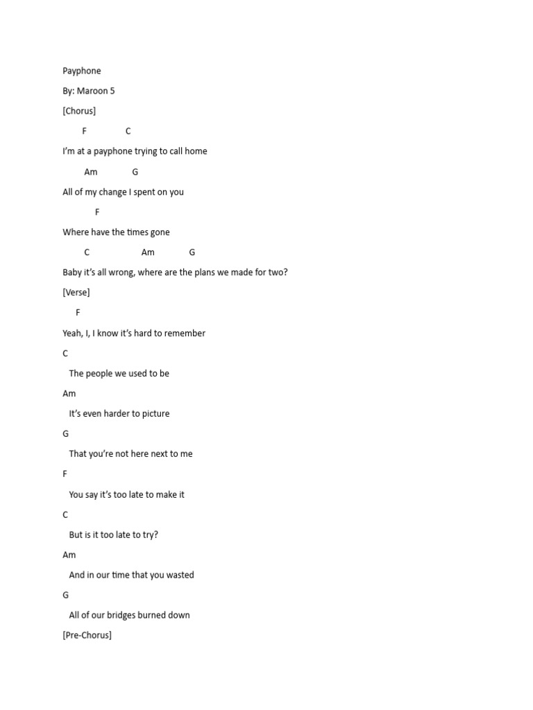 Payphone | PDF | Song Structure | Songs