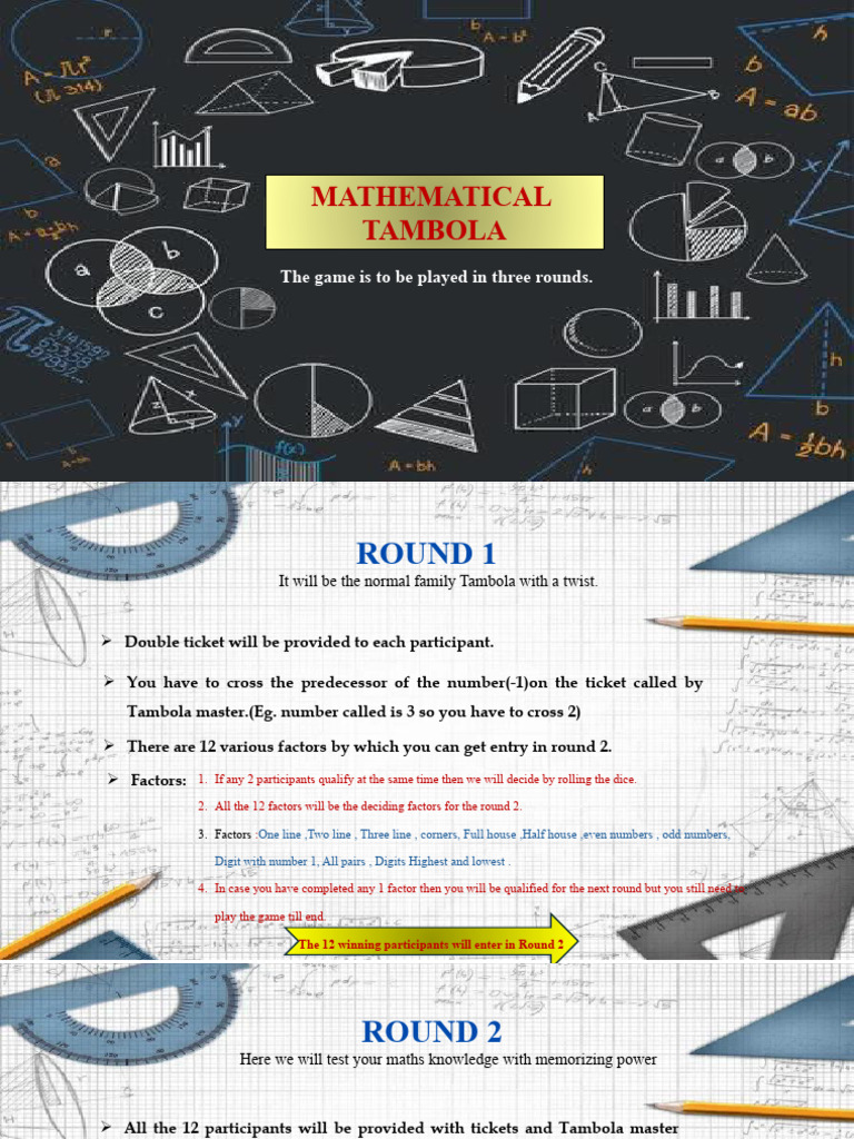 Modulus Mathematical Tambola | PDF | Mathematics