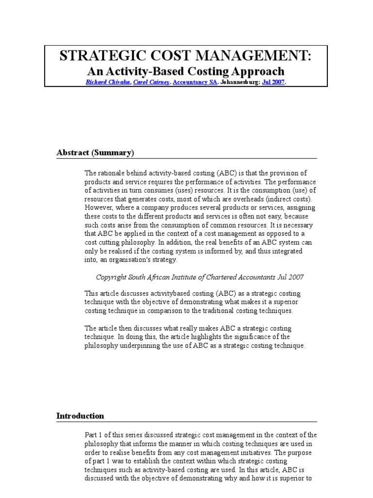 Strategic Cost Management | PDF | Strategic Management | Cost Accounting