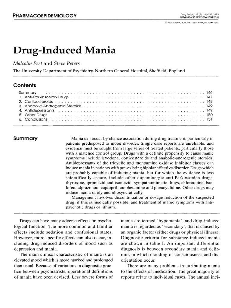 Antidepressants and Bipolar Mania Risks | PDF | Mania | Major ...