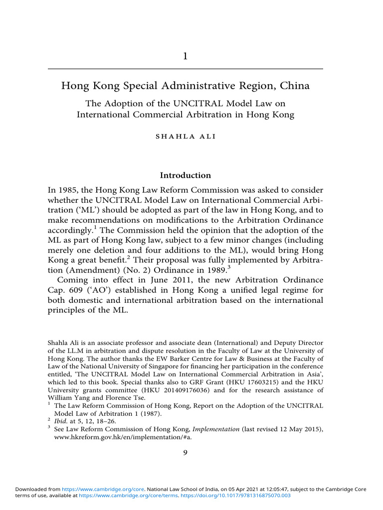 Hong Kong Special Administrative Region China | Download Free PDF | Arbitration | Arbitral Tribunal