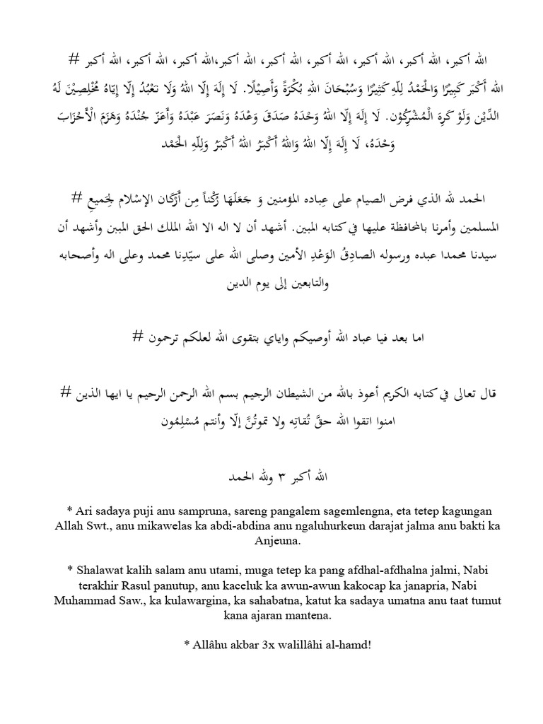 KHUTBAH KEDUA Idul Fitri 2024 | PDF