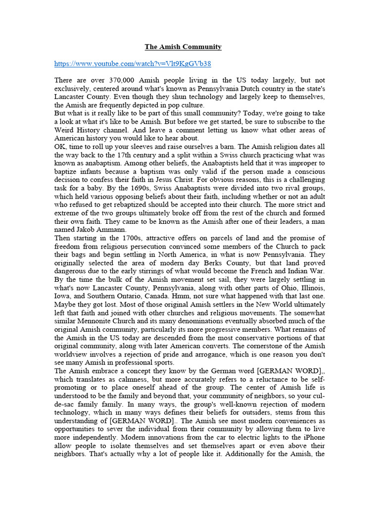 The Amish Community | PDF | Amish | Anabaptism