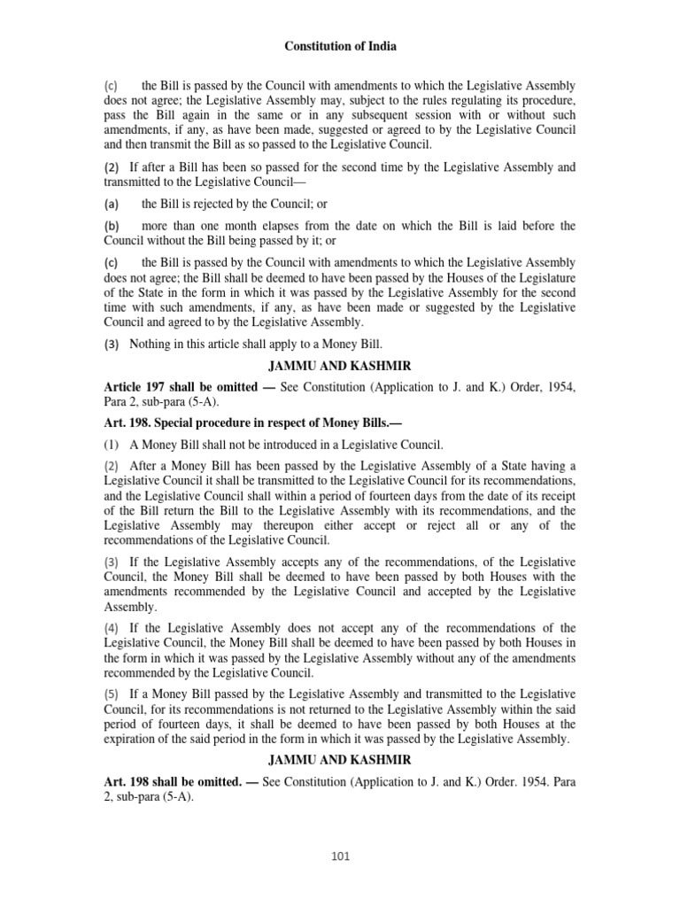 Indian Constitution: Legislative Procedures | PDF | Bill (Law) | Royal Assent