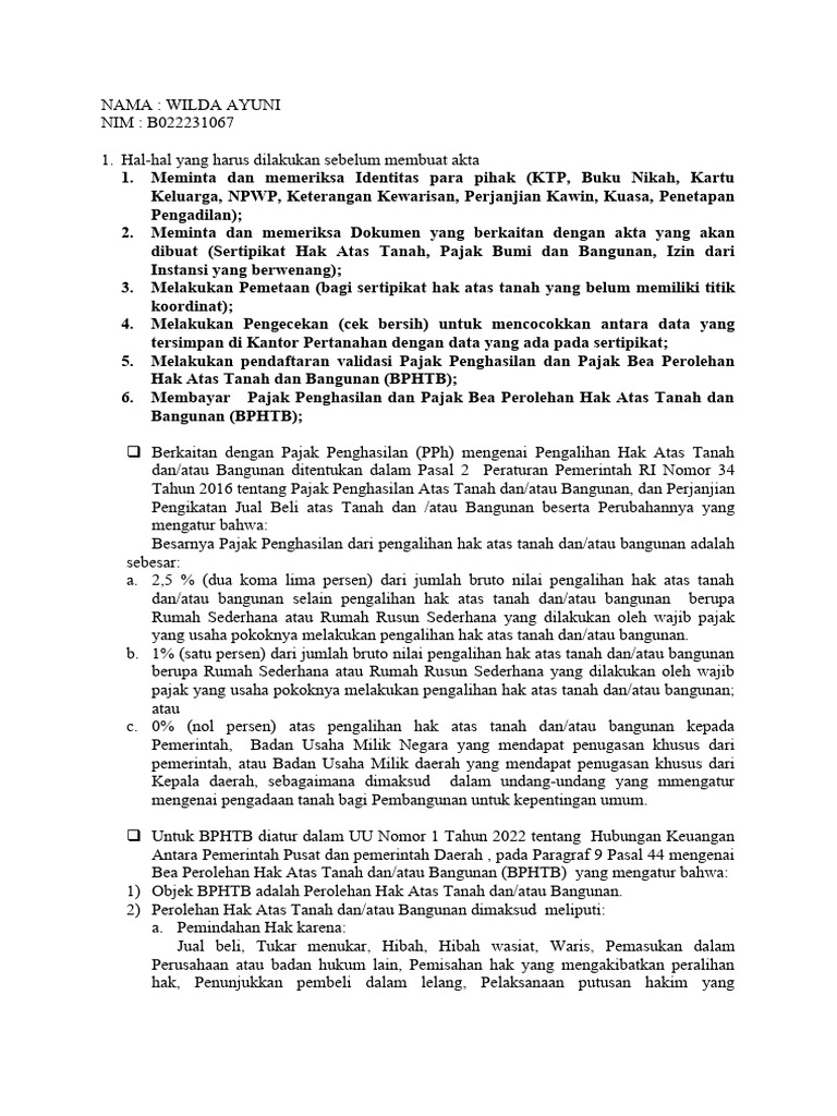 Hal Yang Dilakukan Sebelum Dan Pada Saat Pembuatan Akta | PDF