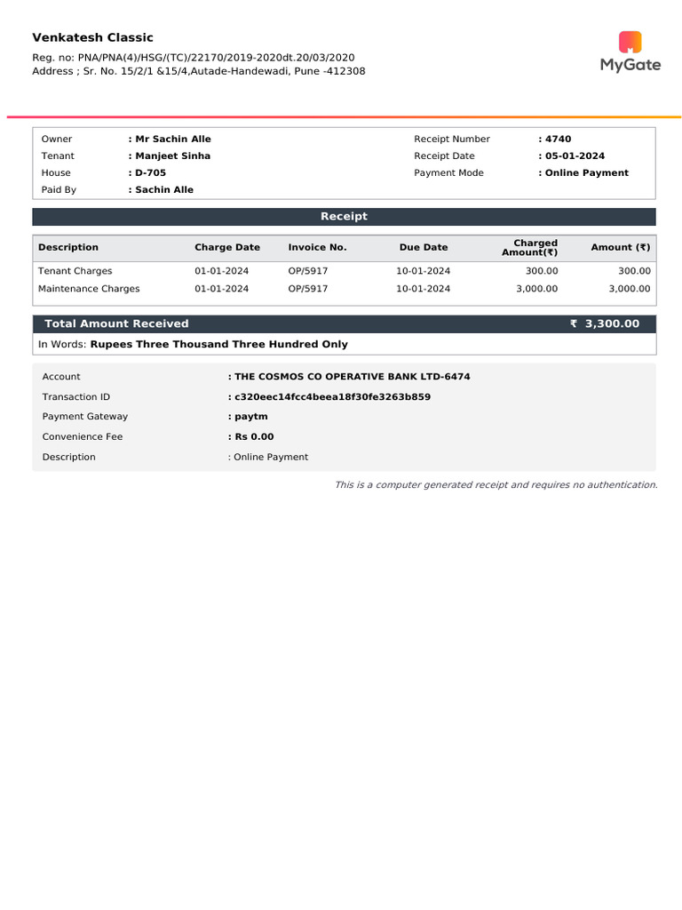 Receipt D 705 1 | PDF