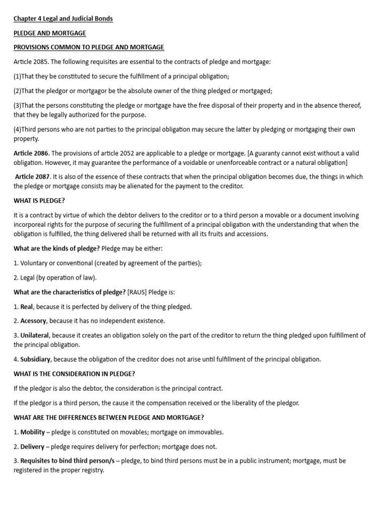 Understanding Pledge and Mortgage Laws | PDF | Mortgage Law | Guarantee
