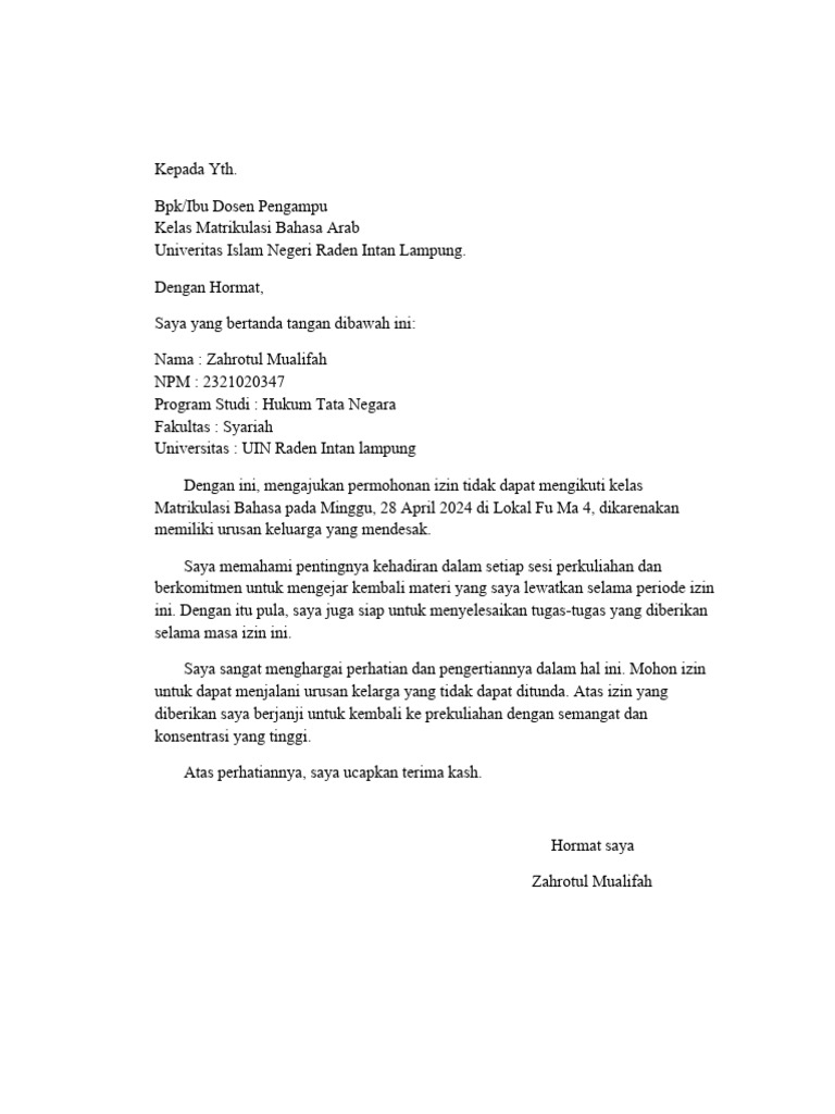 Contoh Surat Izin | PDF