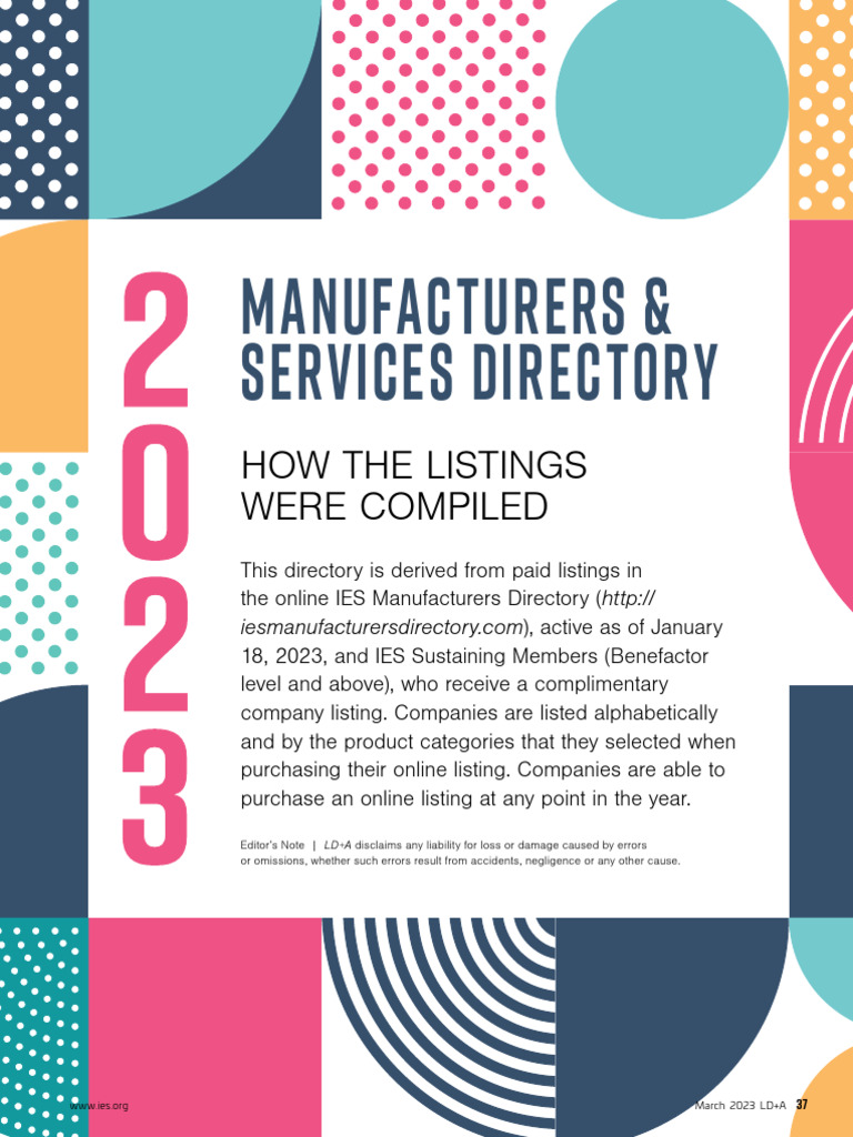 2023 IES Manufacturers Directory | PDF | Lighting | Light Emitting Diode