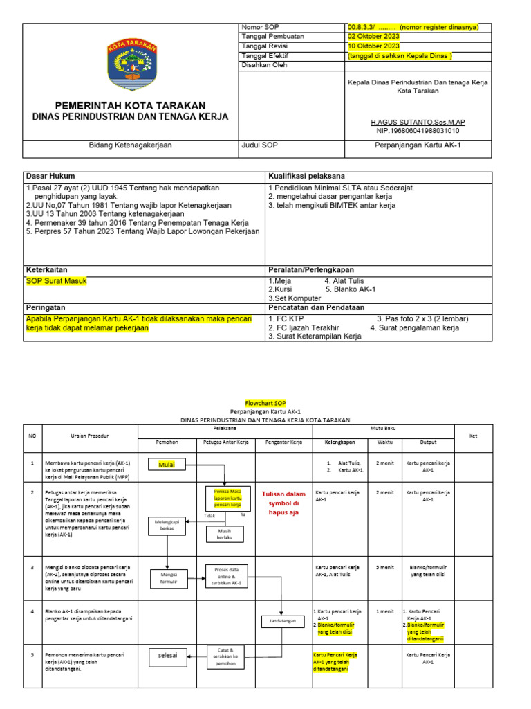 10-10-2023 SOP&SP AK-1 Perpanjangan-2 | PDF