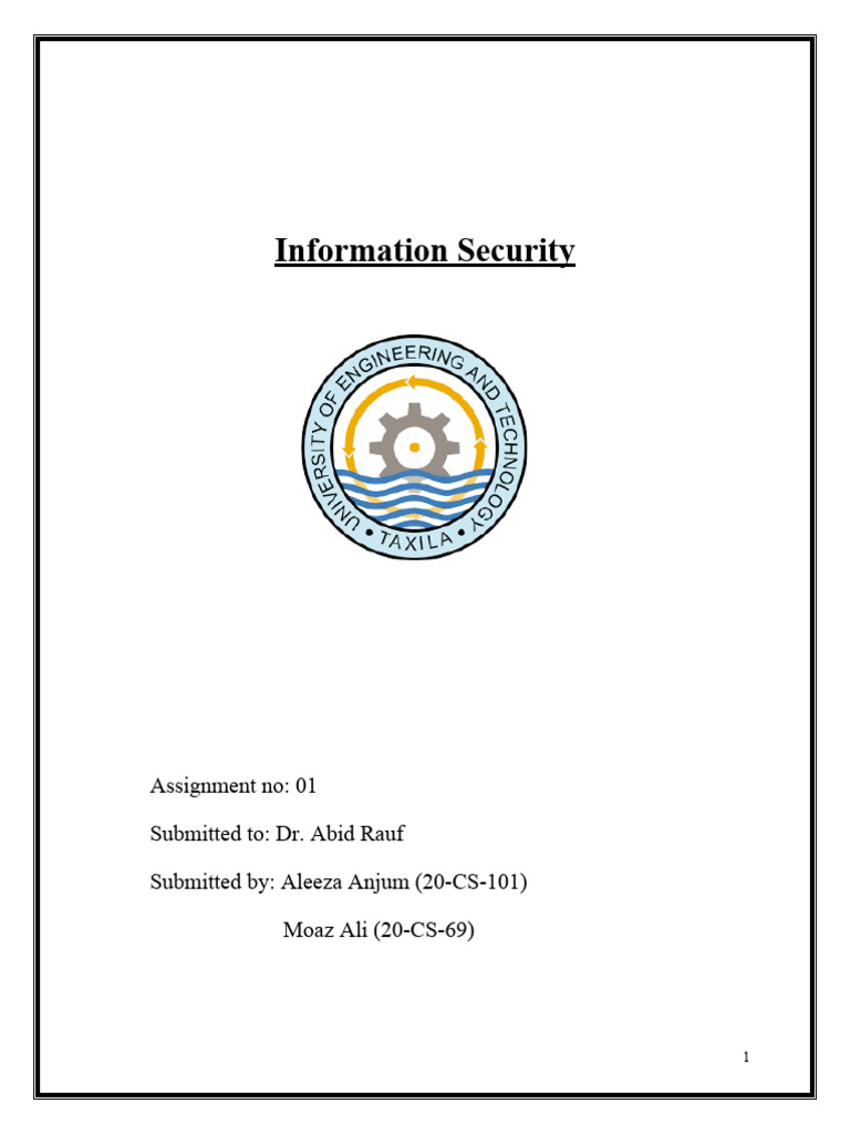 Assignment No 01 Info Security Pdf Computer Virus Cryptography