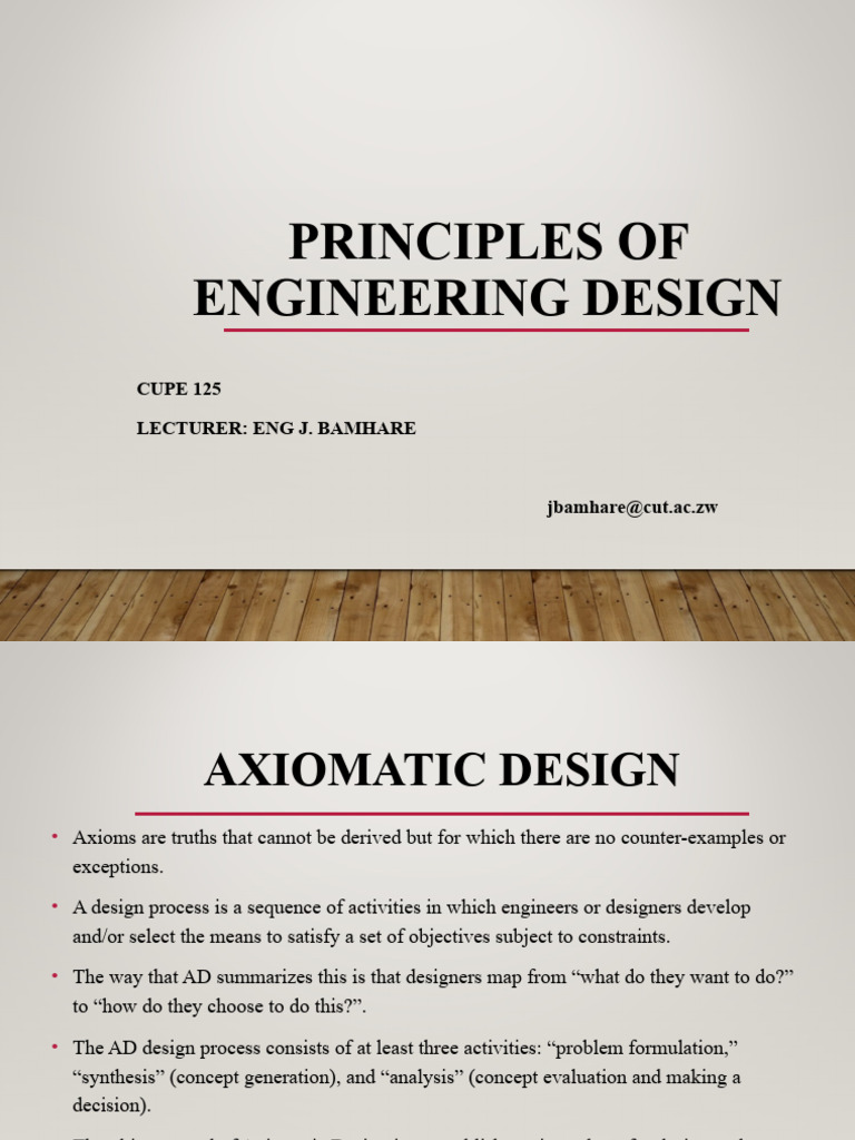 Lecture 4 - Principles of Engineering Design Axiomatic | PDF | Axiom ...