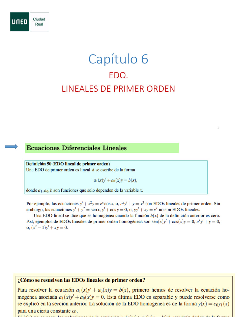 EDOs LINEALES PRIMER ORDEN | PDF