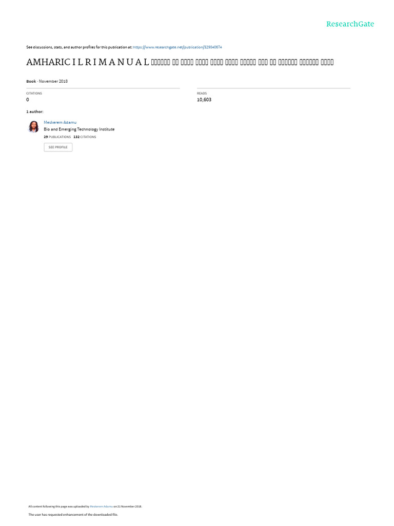 Amharic Manual 31 Meskerem | PDF