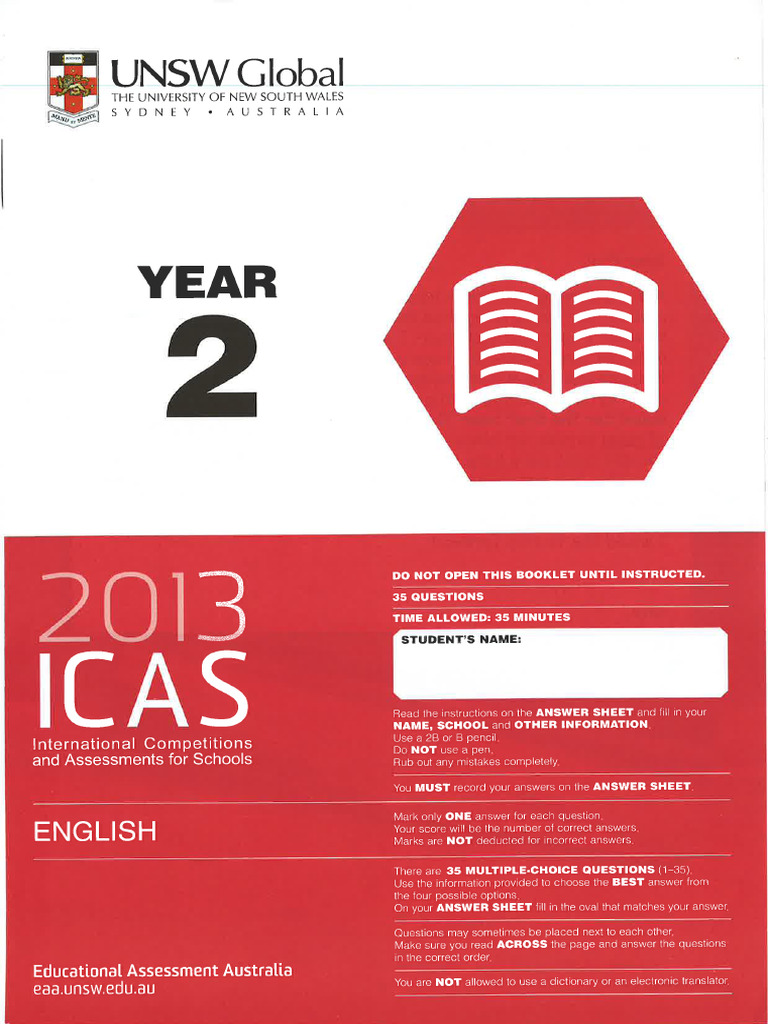 ICAS Y2 English 2013 | PDF