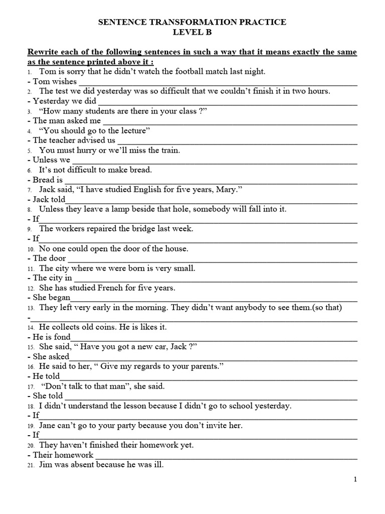 Sentence Transformation | PDF