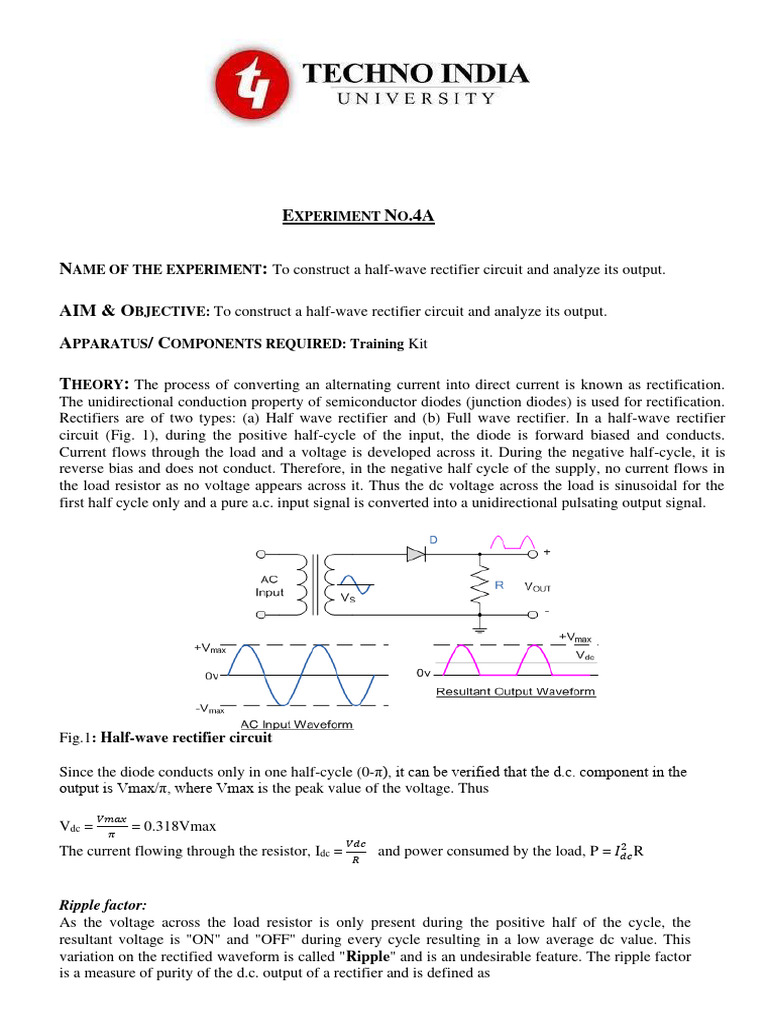Lab Manual For Exp 4 Basic Electronics | PDF | Rectifier | Diode