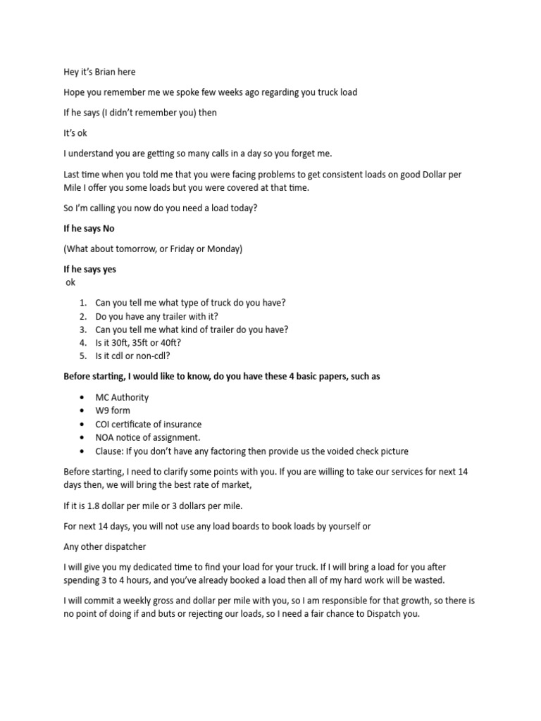 Script Trucking | PDF